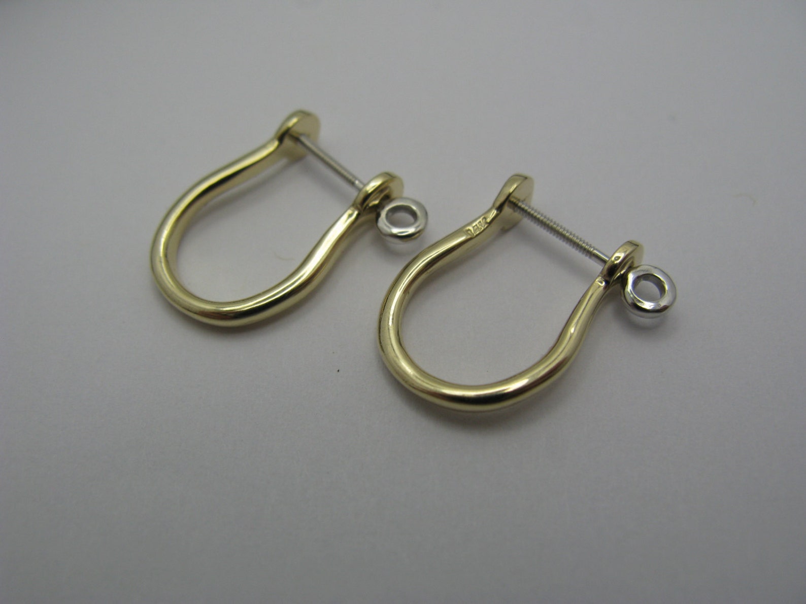 14k Solid Gold Two Tone Pirate Shackle Earring Pair With - Etsy