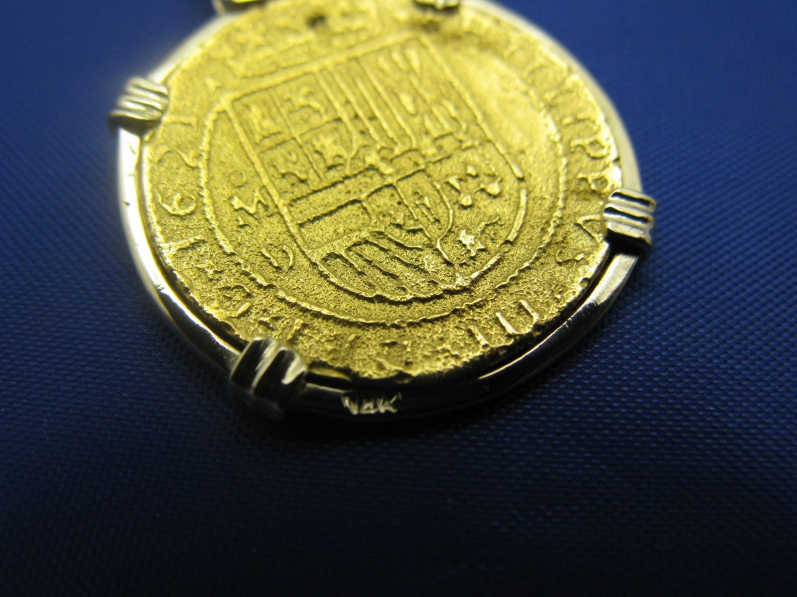 24k Gold Escudo Replica Pendant - 14k Gold Bezel, Pirate Coin - Etsy