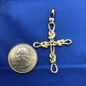 Nautical 14k Solid Yellow Gold Nautical Sailor’s Rope Knot Cross 3d ...