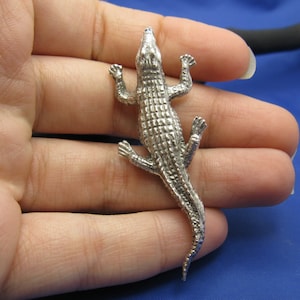Large Men's Sterling Silver Alligator Pendant With Realistic Detailing ...