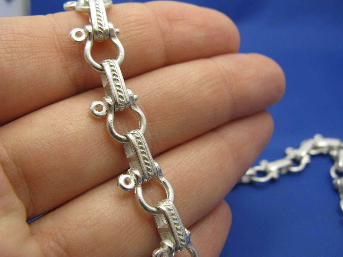 Sterling Silver 8mm Pirate Shackle Anchor Link Chain With - Etsy