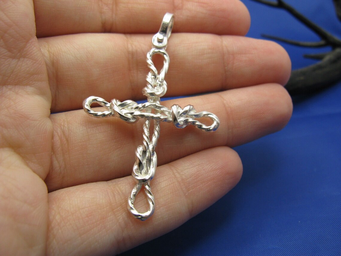 Sterling Silver Sailor's Knot Rope Cross Pendant Designed - Etsy