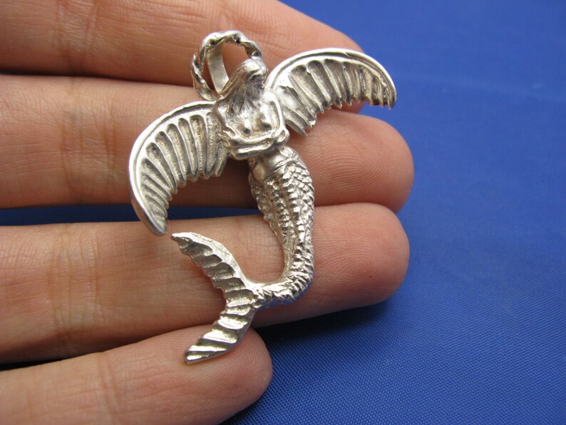 New Sterling Silver Custom Hybrid Mermaid Angel Pendant in | Etsy