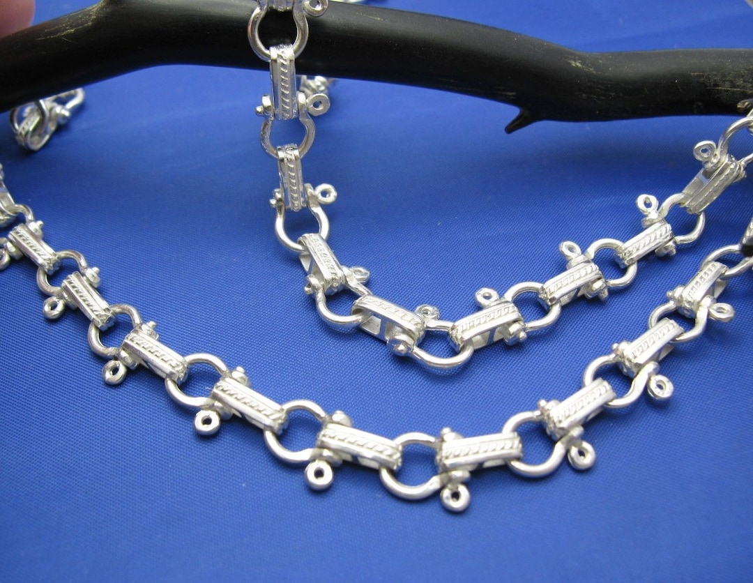 Sterling Silver 8mm Pirate Shackle Anchor Link Chain With Camouflage ...