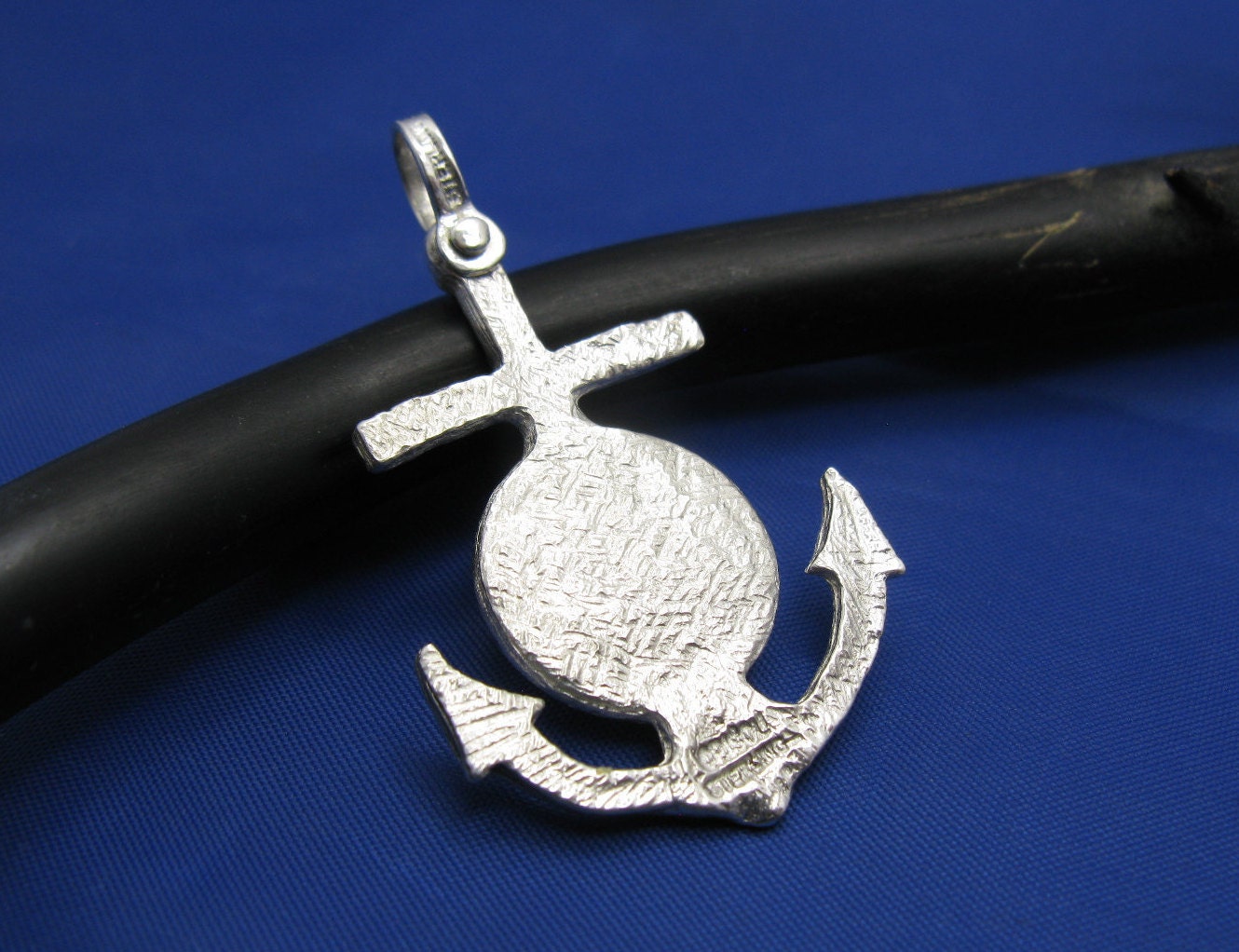 Sterling Silver Nautical Wood Anchor and Compass Pendant With | Etsy