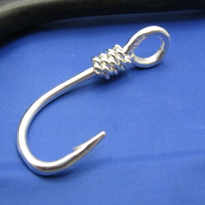 Custom Made Sterling Silver Large Nautical Fisherman's Fish Hook With ...