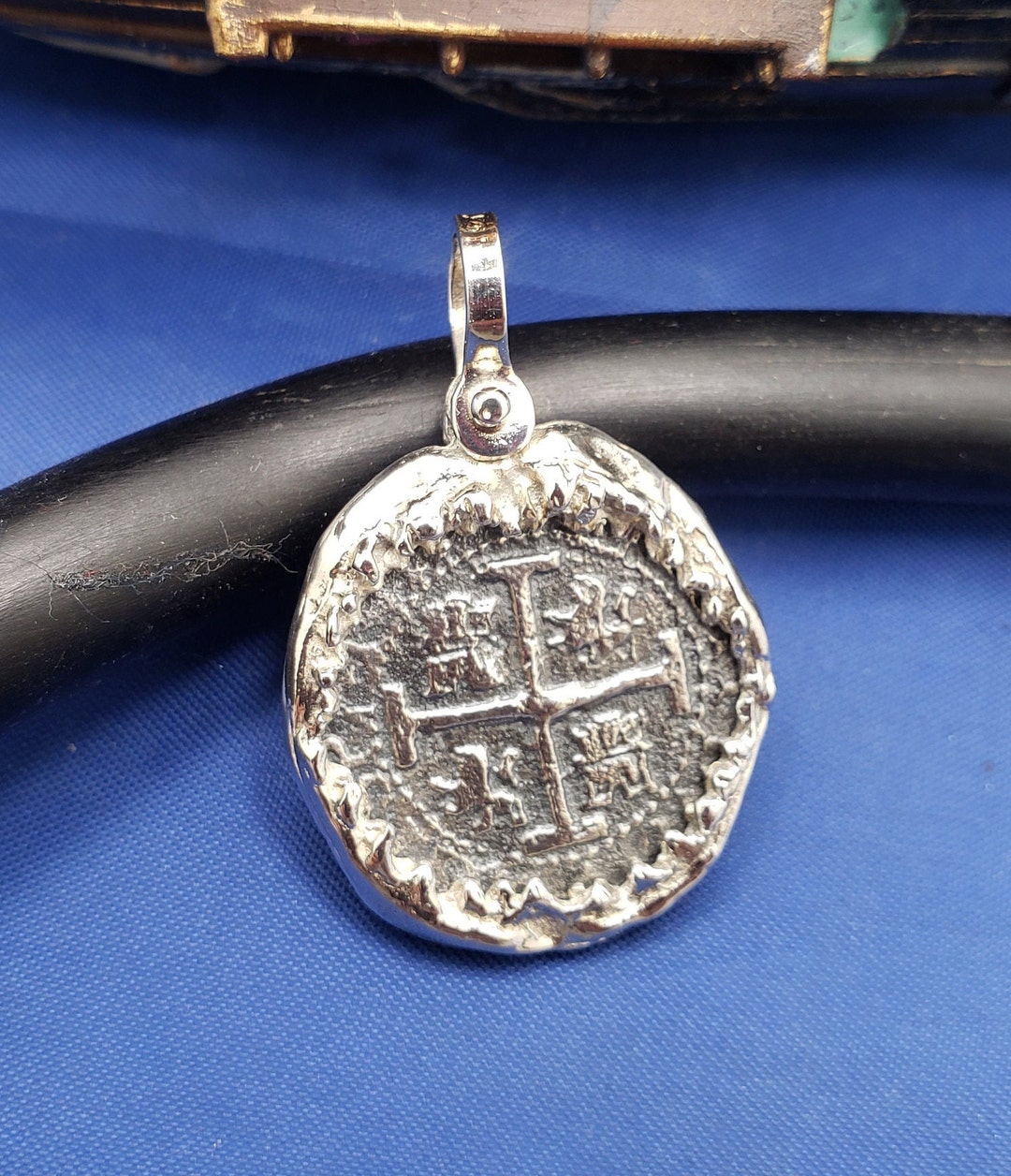 Sterling Silver Atocha Coin Replica Pendant: Shark Jaw Bezel - Etsy