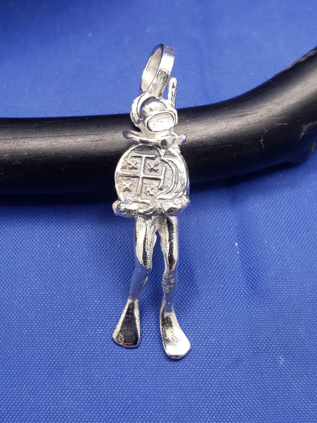 Small Sterling Silver Diver Pendant Holding Small Atocha Sunken ...