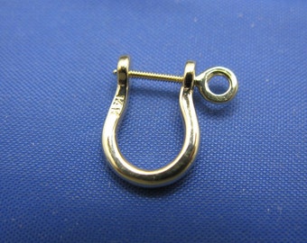 18k Solid Yellow Gold Nautical Shackle Earring Pirate Hoop With Secure ...