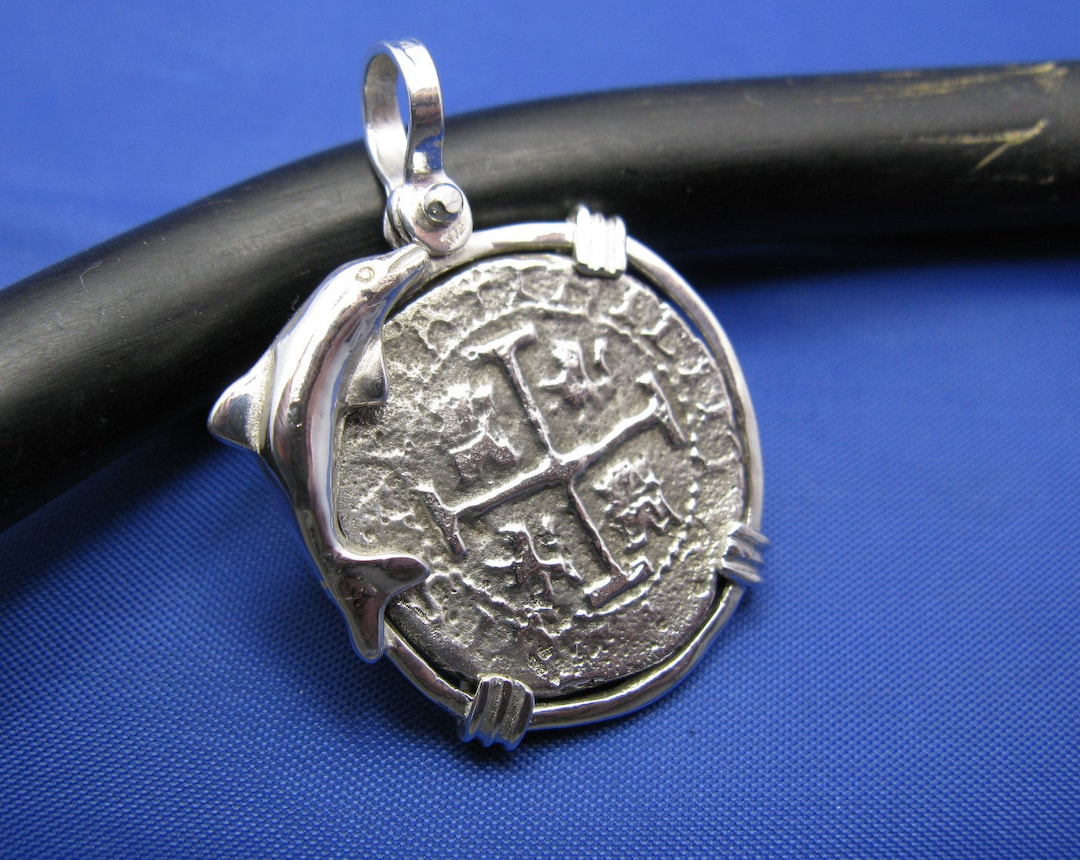 Sterling Silver Custom Nautical Dolphin Bezel With Reproduction "2 ...
