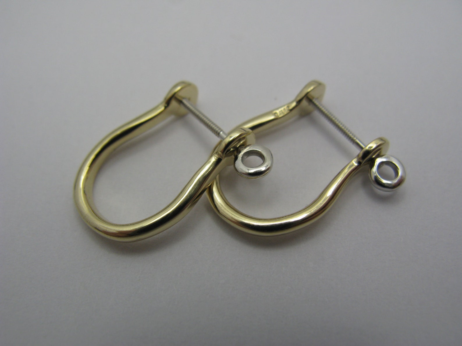 14k Solid Gold Two Tone Pirate Shackle Earring Pair With - Etsy