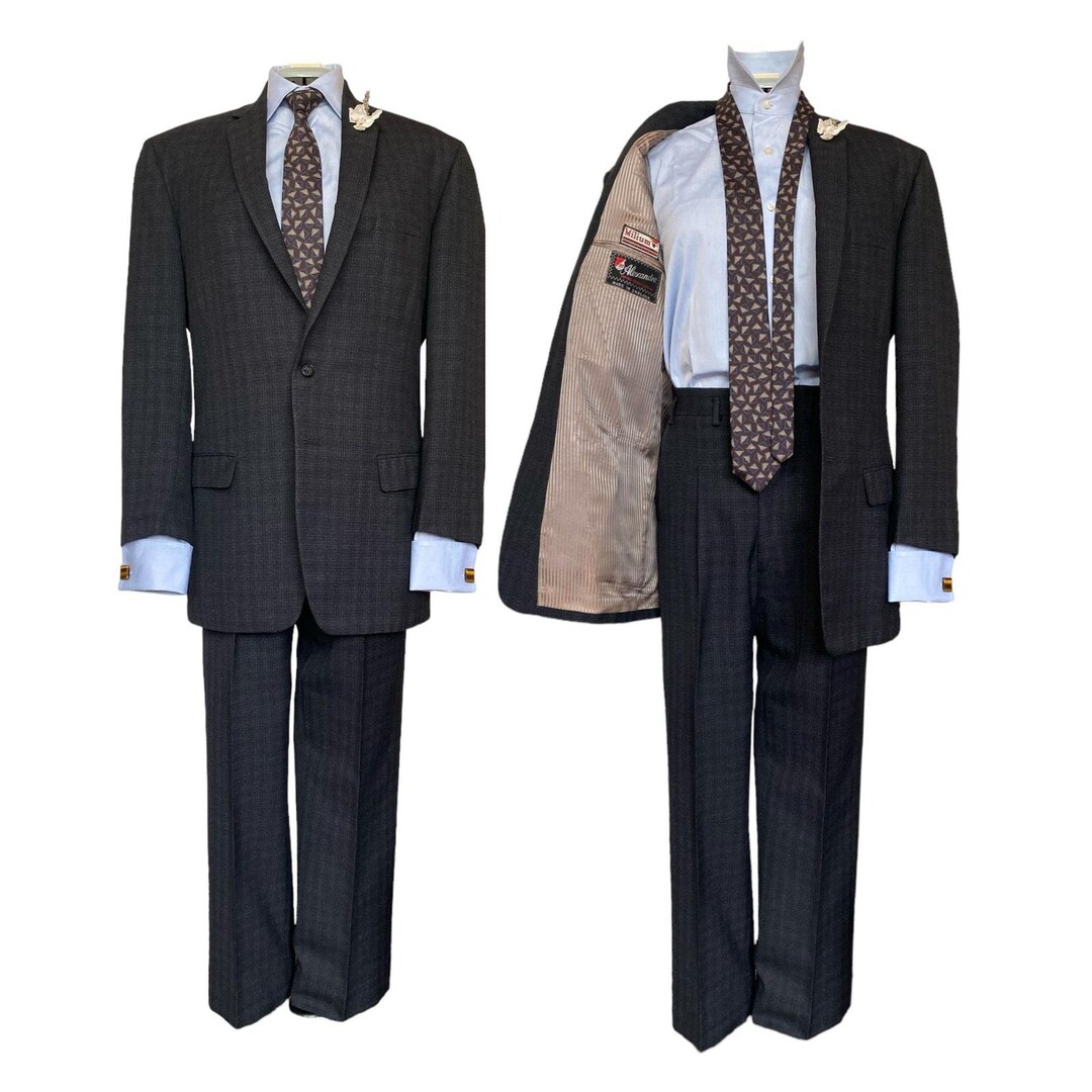 1960s Bespoke British Wool Suit 42R 32x30 Single Breasted Narrow Lapel ...