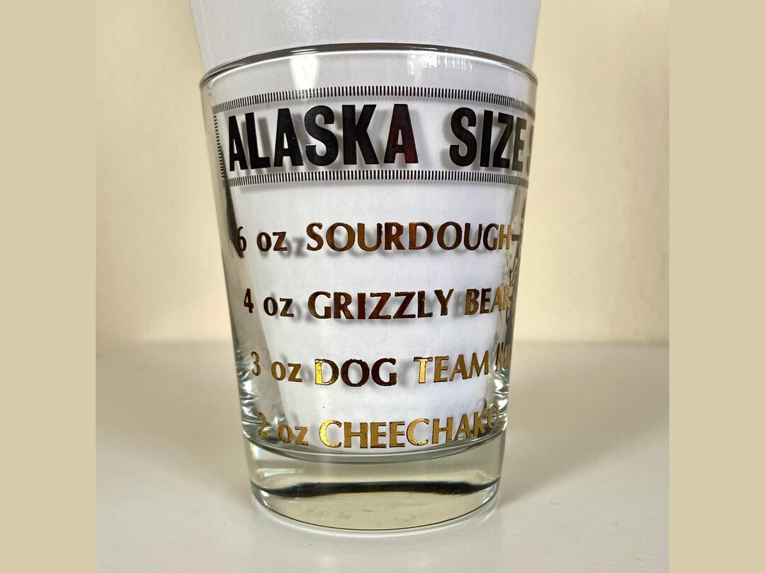 Vintage Alaska Size Shot Glass Black and Gold Giant 14oz Novelty - Etsy
