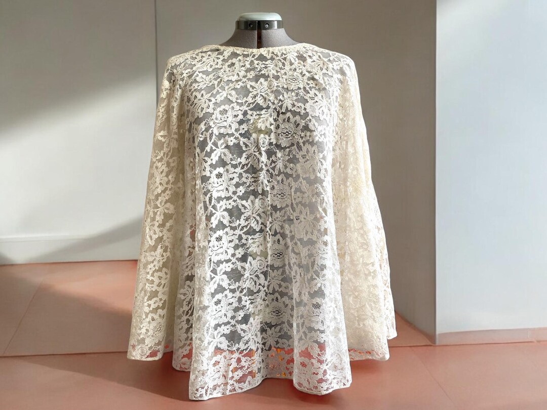 Vintage Chantilly Lace Boat Neck Bridal Shawl Poncho - Etsy