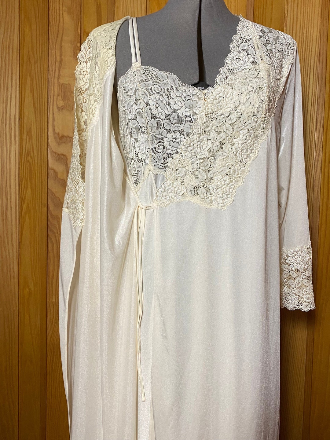 Vintage Peignoir Set Cream Nightie Robe - Etsy