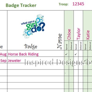 Girl Scout Troop Badge Patch Tracker Instant Download - Etsy