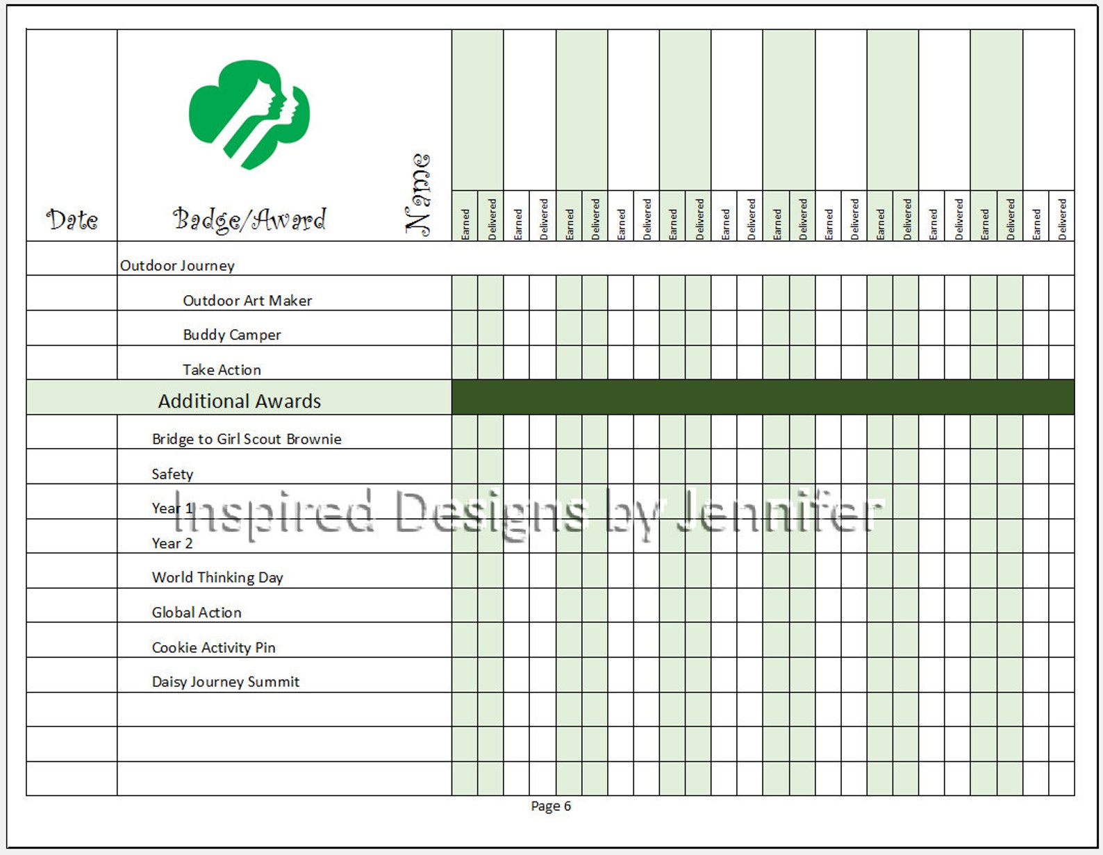 Girl Scout Daisy Badge/award Tracker Instant Download Printable ...