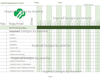 Brownie Girl Scout Badge/award Tracker Instant Download Printable ...