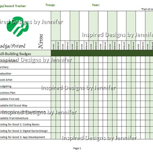 Girl Scout Troop Dues Tracker Instant Download - Etsy