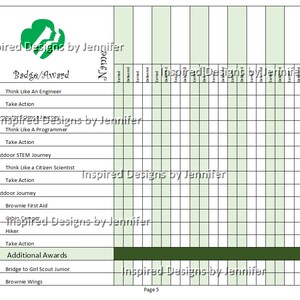 Brownie Girl Scout Badge/award Tracker Instant Download Printable ...
