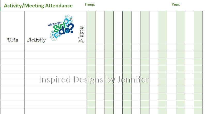 Girl Scout Activity and Meeting Attendance Tracker Instant Download - Etsy