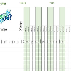 Girl Scout Troop Badge Patch Tracker Instant Download - Etsy