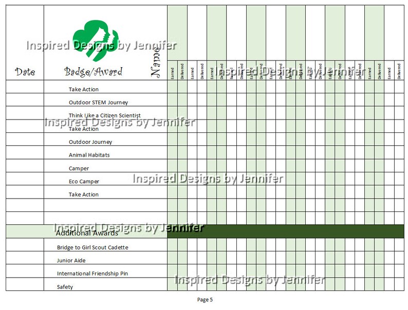 Junior Girl Scout Badge/award Tracker Instant Download - Updated With ...