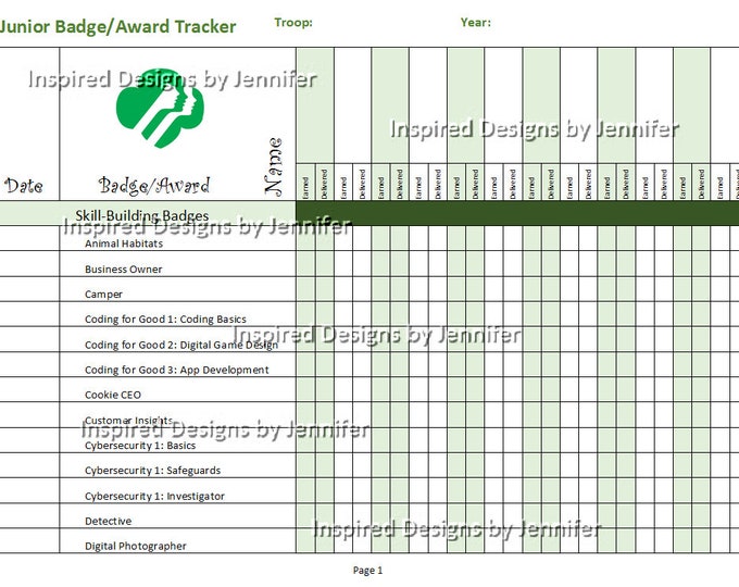 Girl Scout Troop Dues Tracker Instant Download - Etsy Canada