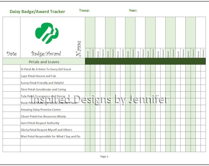 Girl Scout Troop Dues Tracker Instant Download - Etsy Canada