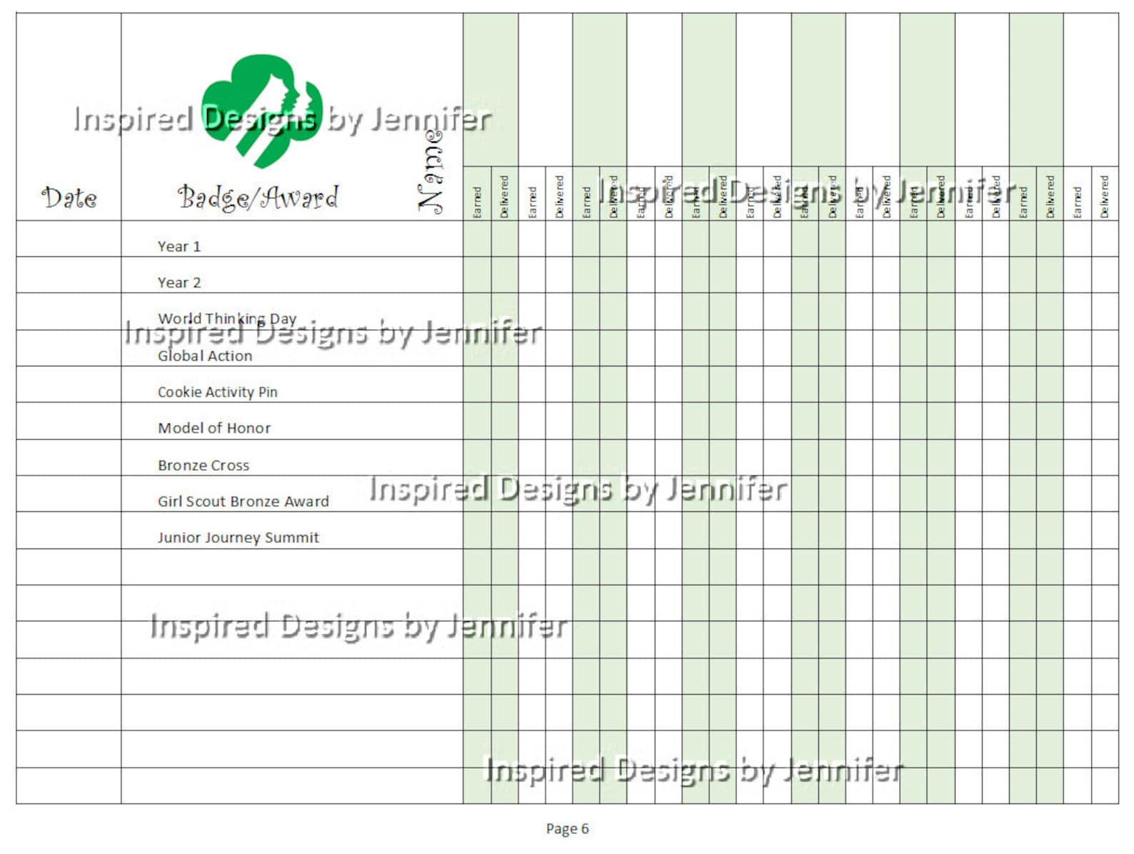 Junior Girl Scout Badge/award Tracker Instant Download - Updated With ...