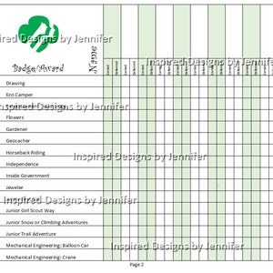Junior Girl Scout Badge/award Tracker Instant Download - Updated With ...