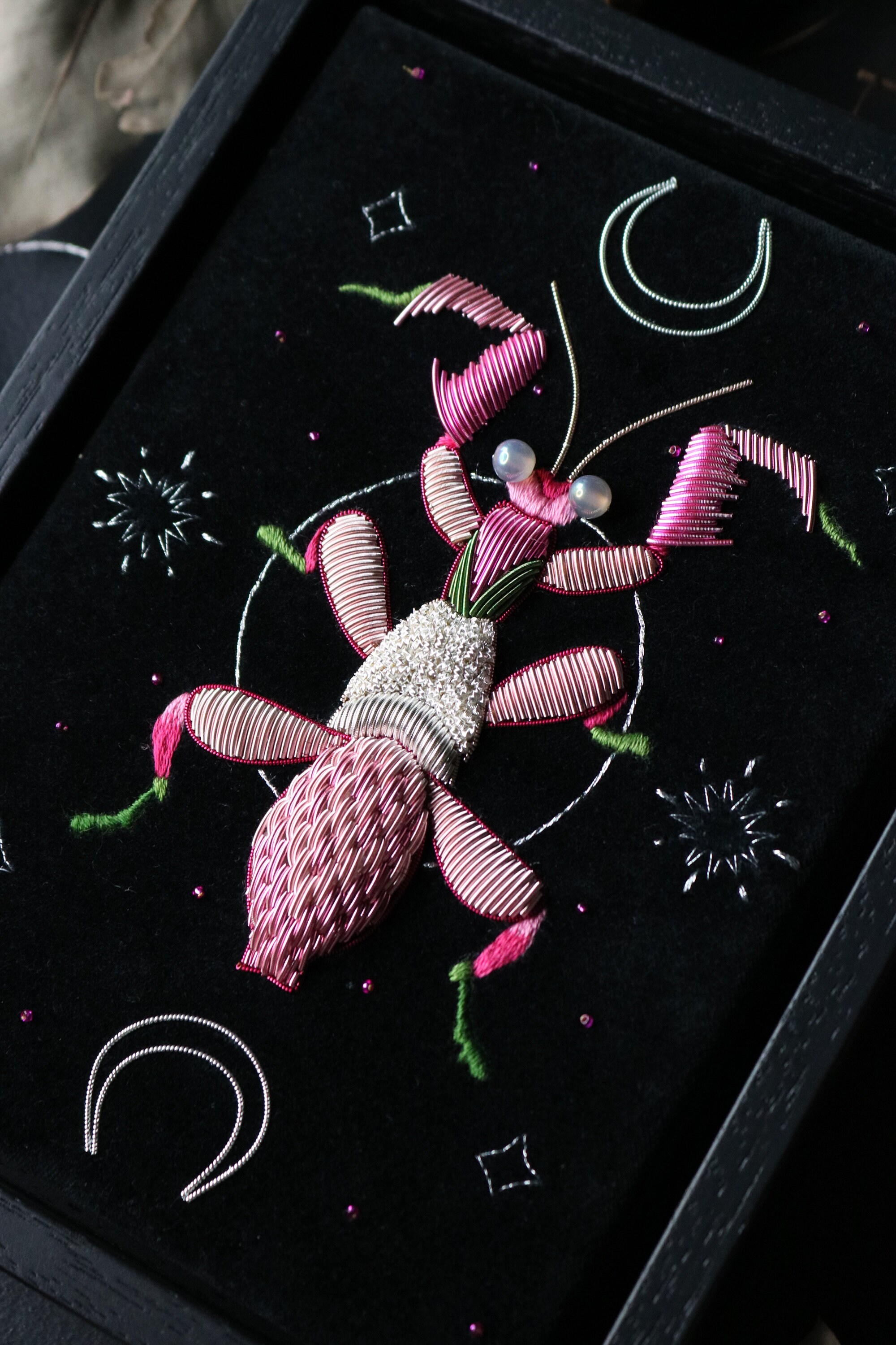 Orchid Mantis Praying Mantis Celestial Goldwork Embroidery Art Wall ...