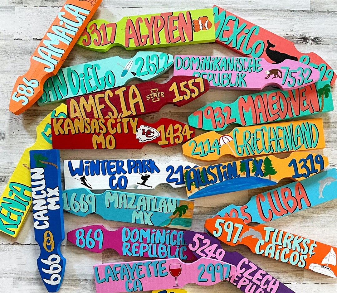 Miles to Hometown Sign, Destination Arrow Signs, Personalized ...