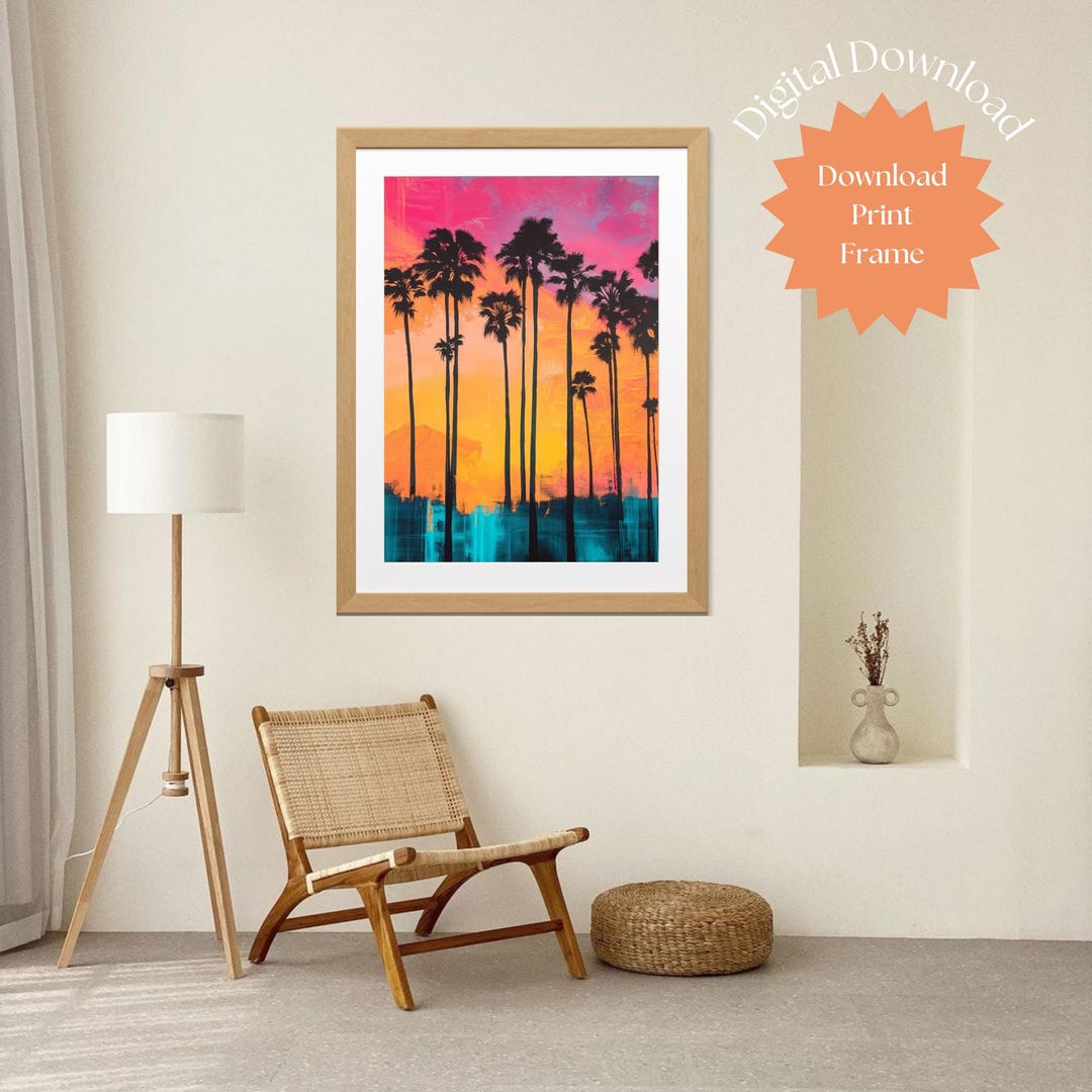 Colorful Palm Tree Digital Download, Printable Palm Trees Hollywood Art ...