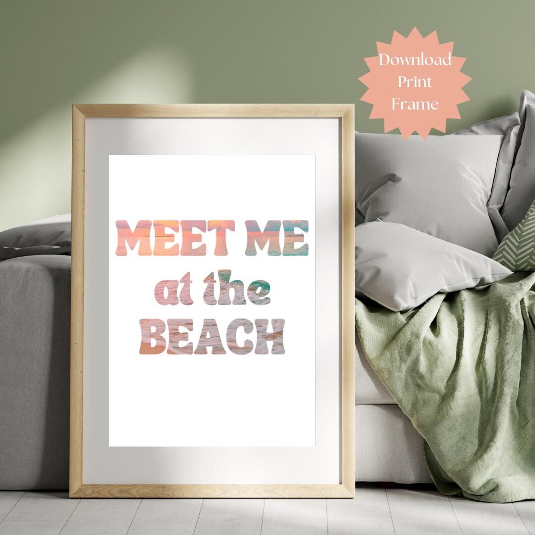 Beachy Posters, Printable Beach Art, Meet Me at the Beach Prints, Palm ...