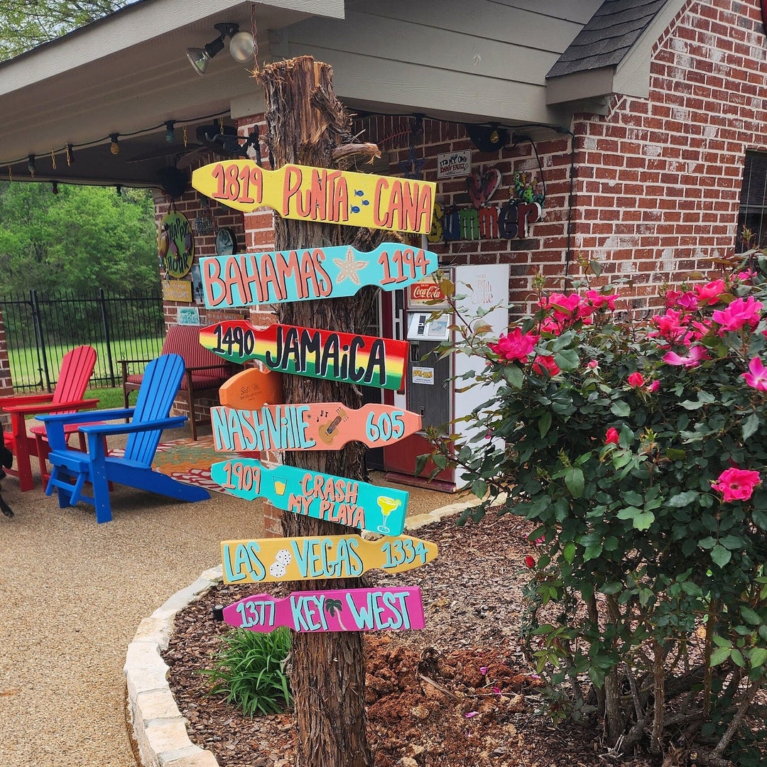 Custom Beach Directional Sign: Hand-painted Outdoor Destination Marker ...