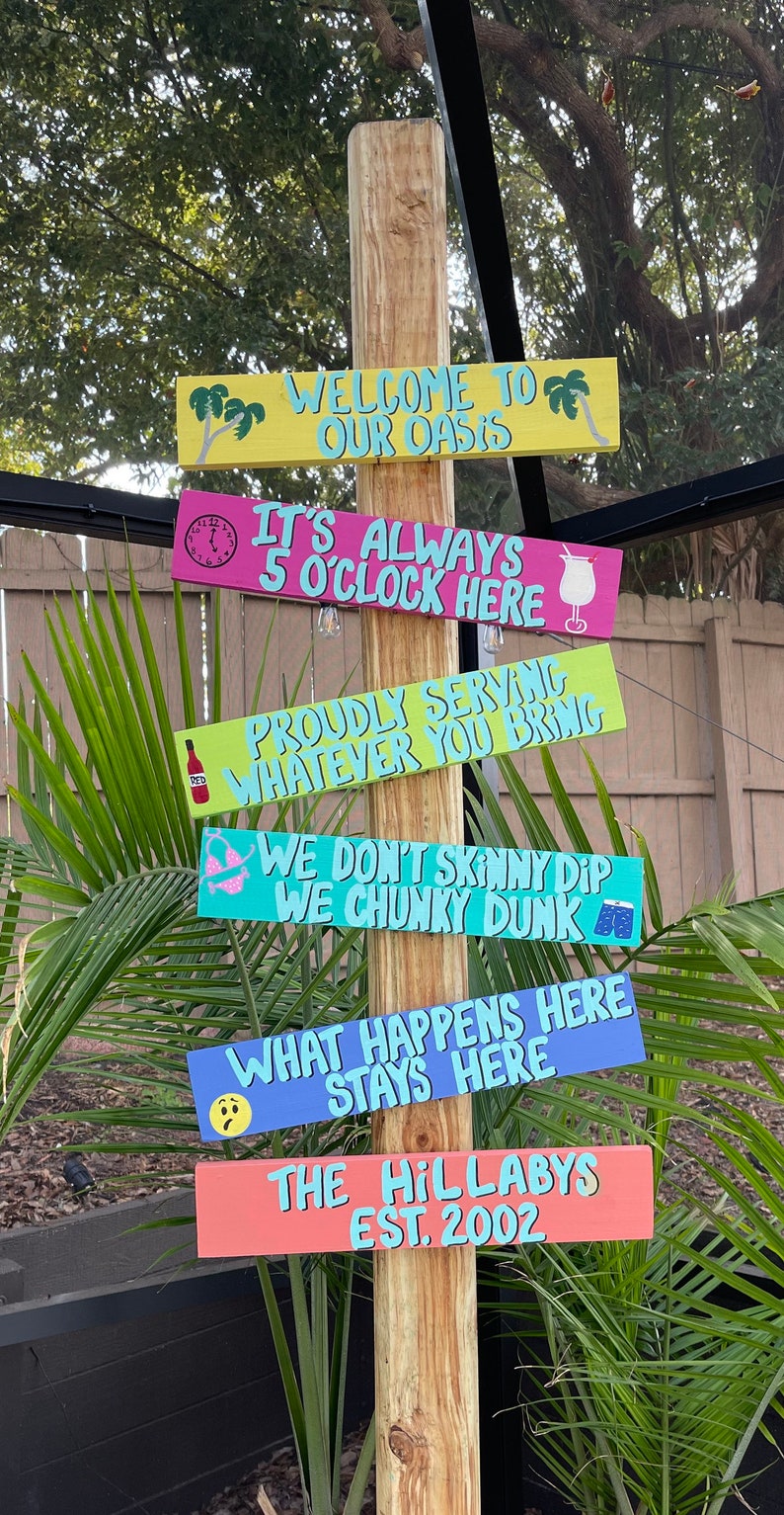 Pool Rules Sign Welcome to Our Oasis Pool and Bar Sign Pool - Etsy