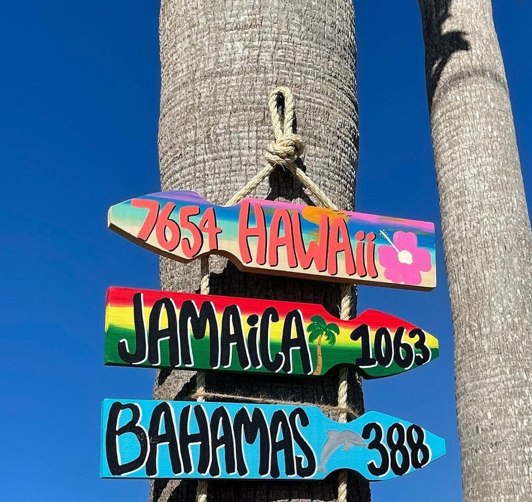 Custom Directional Sign, Hanging Directional Sign, Personalized Beach ...