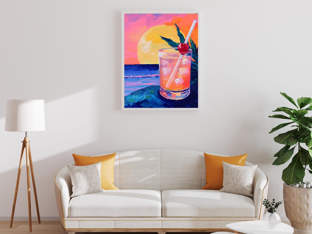 Sunset Popart Poster, Beach Cocktail Art, Cocktail Poster for Bar ...