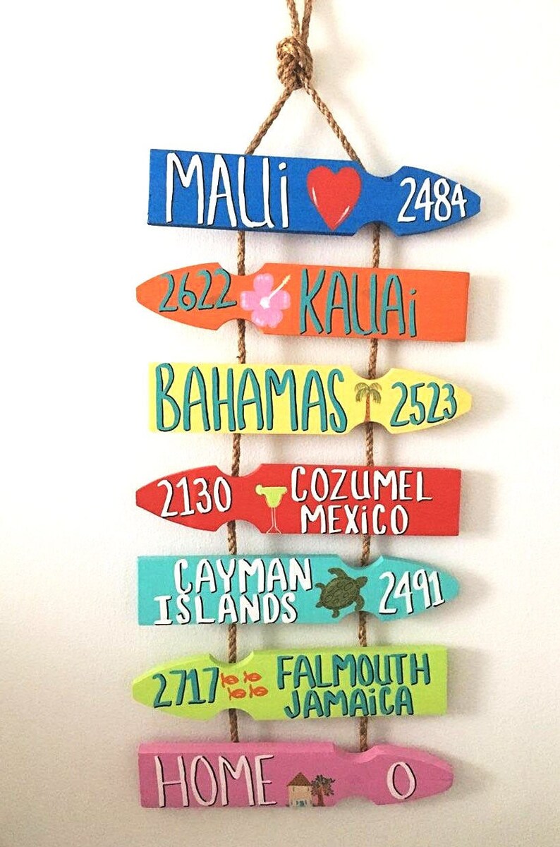 Personalized Beach Directional Sign Mileage Sign Beach Etsy