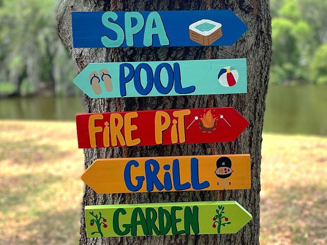 Custom Wood Directional Signs, Personalized Yard Decor - Etsy