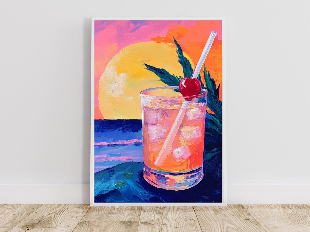 Beach Cocktail Wall Art, Cocktail Poster, Summer Cocktail Drink Poster ...