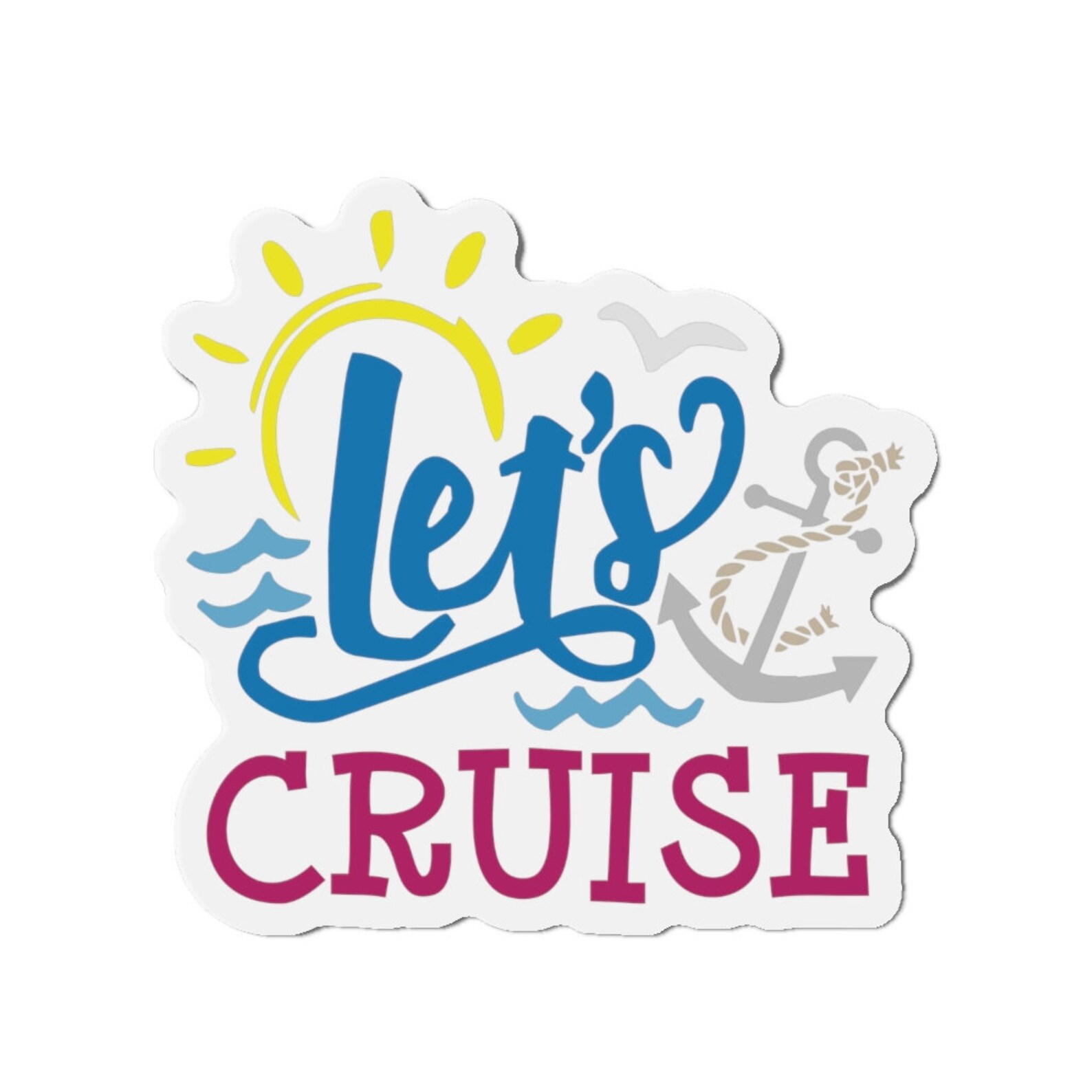 Let's Cruise Sun and Anchor Cruise Ship Door Magnet, Cruise Cabin ...