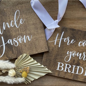 Uncle Here Comes Your Bride Sign, Two Ring Bearer Signs, Here Comes ...