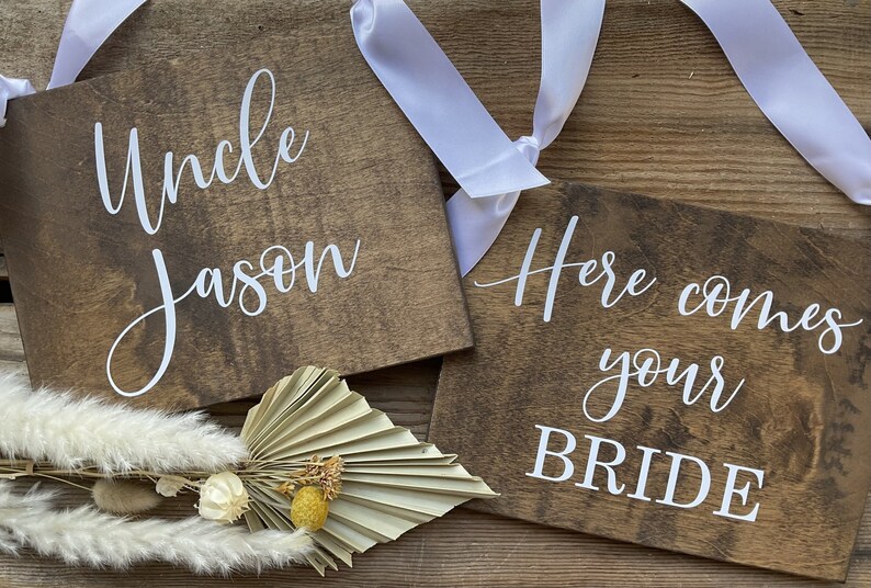 Uncle Here Comes Your Bride Sign Two Ring Bearer Signs Here - Etsy
