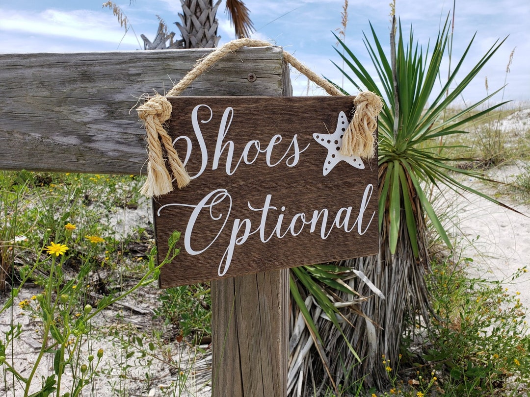 Shoes Here Sign, Shoes Optional Sign, Wedding Beach Sign, Beach Wedding ...