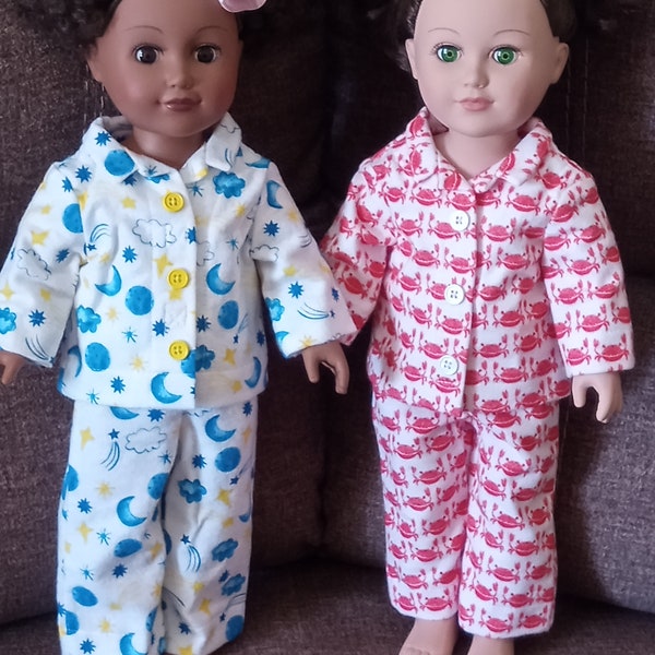 18 Doll Flannel Pajamas - Etsy