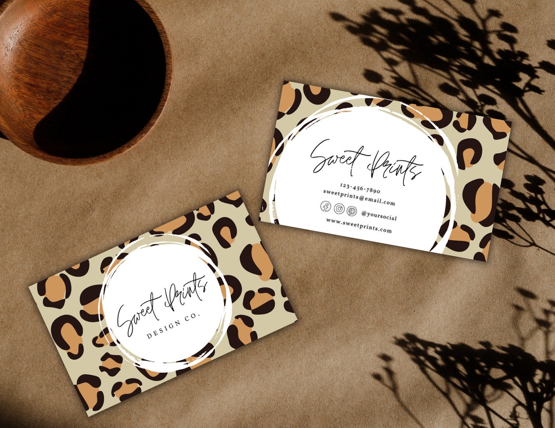 Leopard Print Business Card Template, Animal Print Business Cards ...