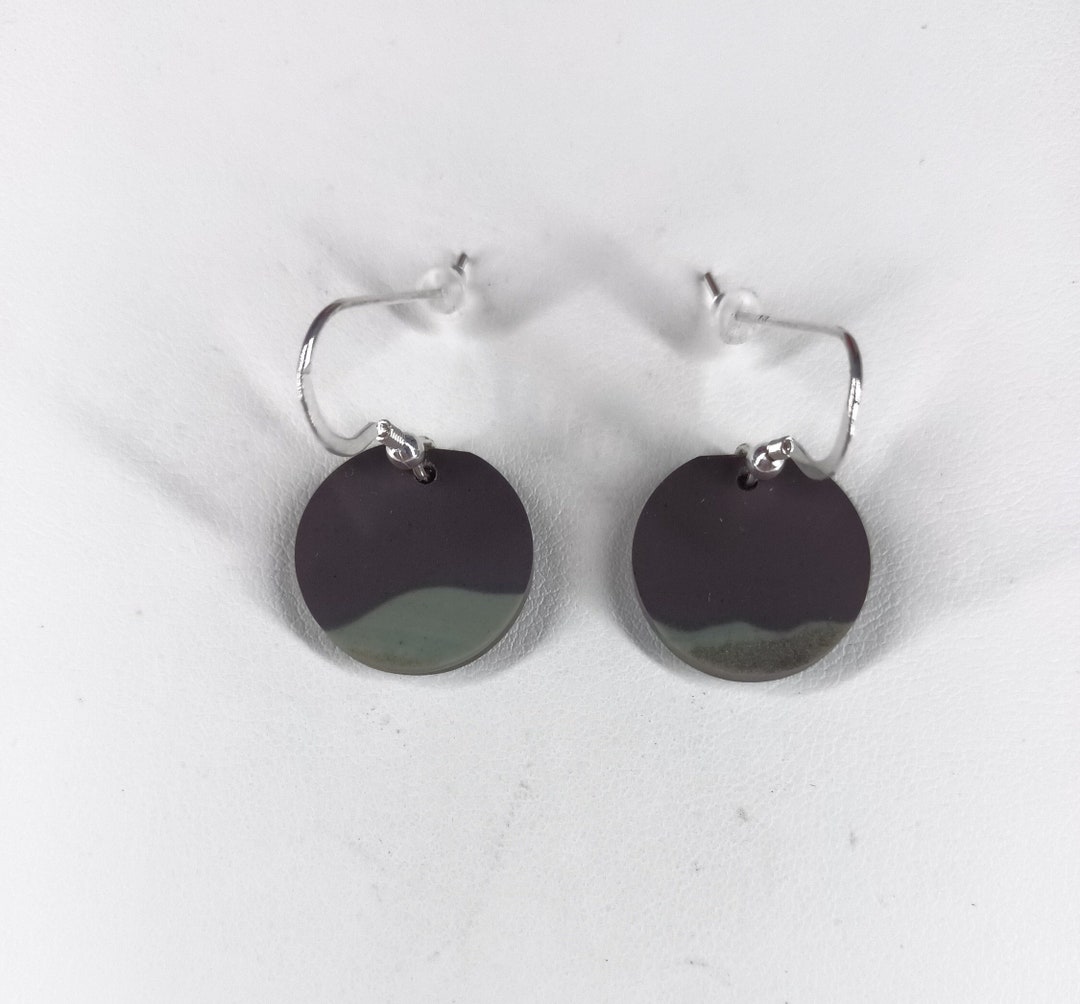 Welsh Slate Round Drop Earrings - Etsy UK