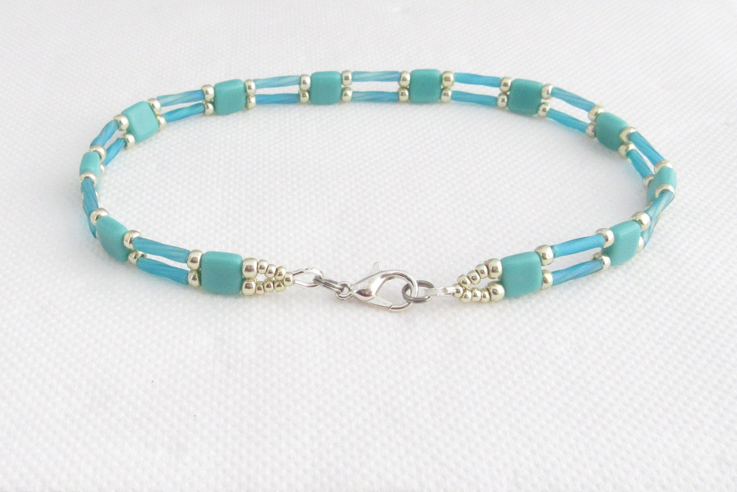 Ankle Bracelet Turquoise Beaded Anklet Ladder Chain Ankle Etsy
